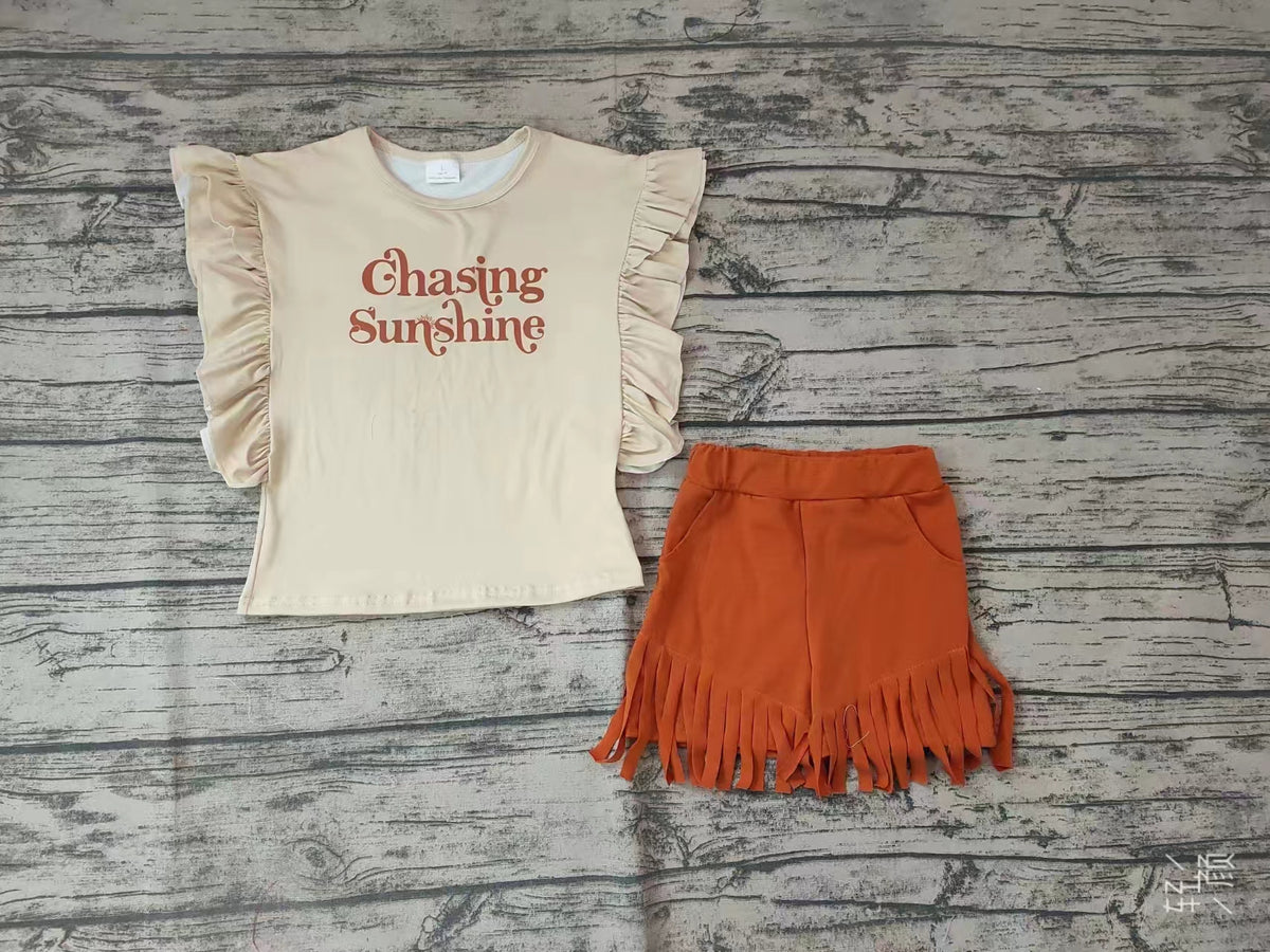 GSSO0213 Chasing Sunshine Khaki Girl's Shorts Set – Amy yu garments ...