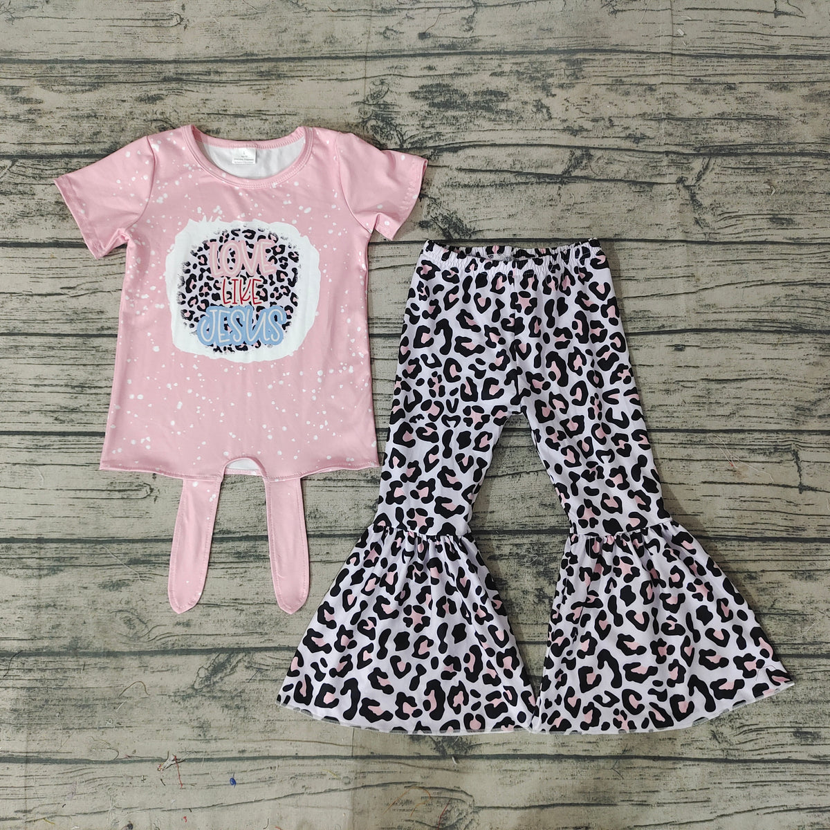 GSPO0518 LOVE LIKE JESUS Leopard Girl's Set – Amy yu garments wholesale