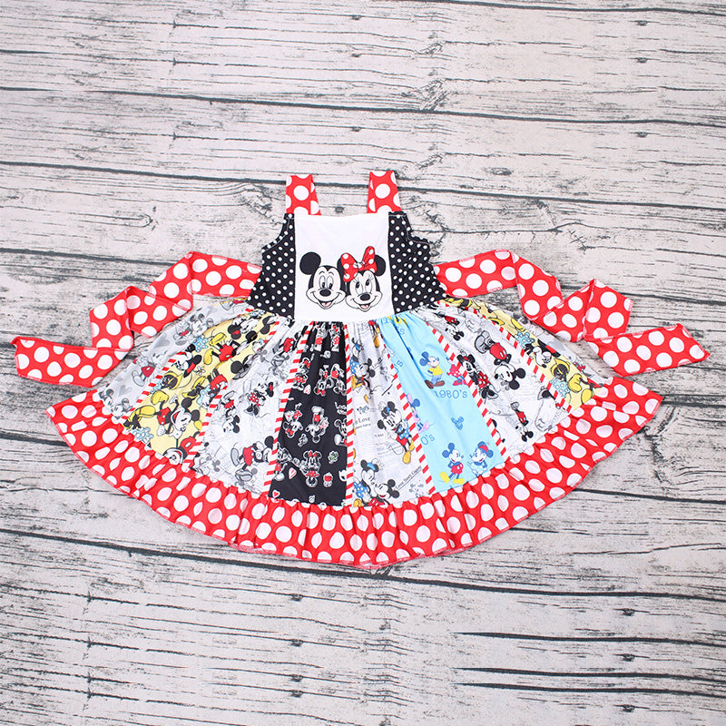 Boutique Cartoon Red Dots mouse Twirl Girl's Dress – Amy yu garments ...