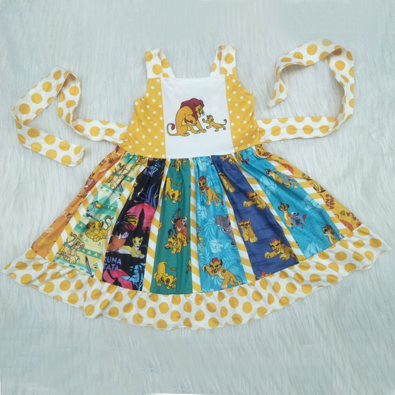 Boutique Cartoons King Yellow Dots Twirl Girl's Dress – Amy yu garments ...
