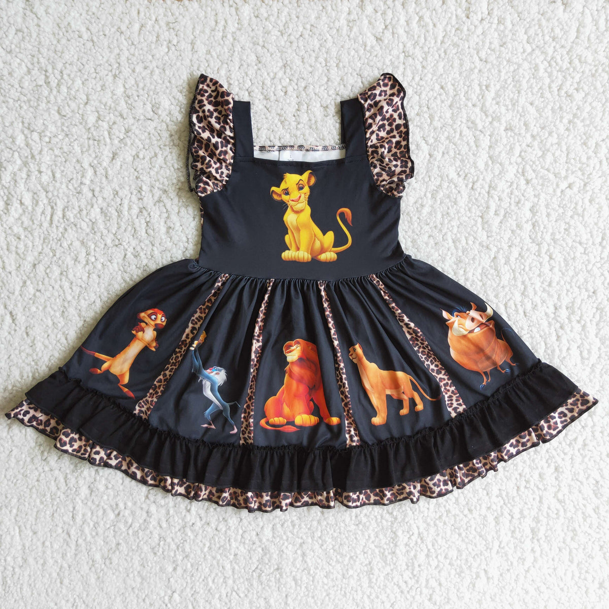 SALE A17-11 Boutique Lion Cartoon Black Twirl Girl's Dress – Amy yu ...