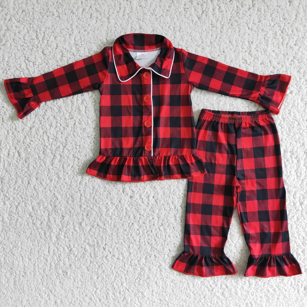 Boutique Red Plaid Girl's Matching Pajamas – Amy yu garments wholesale