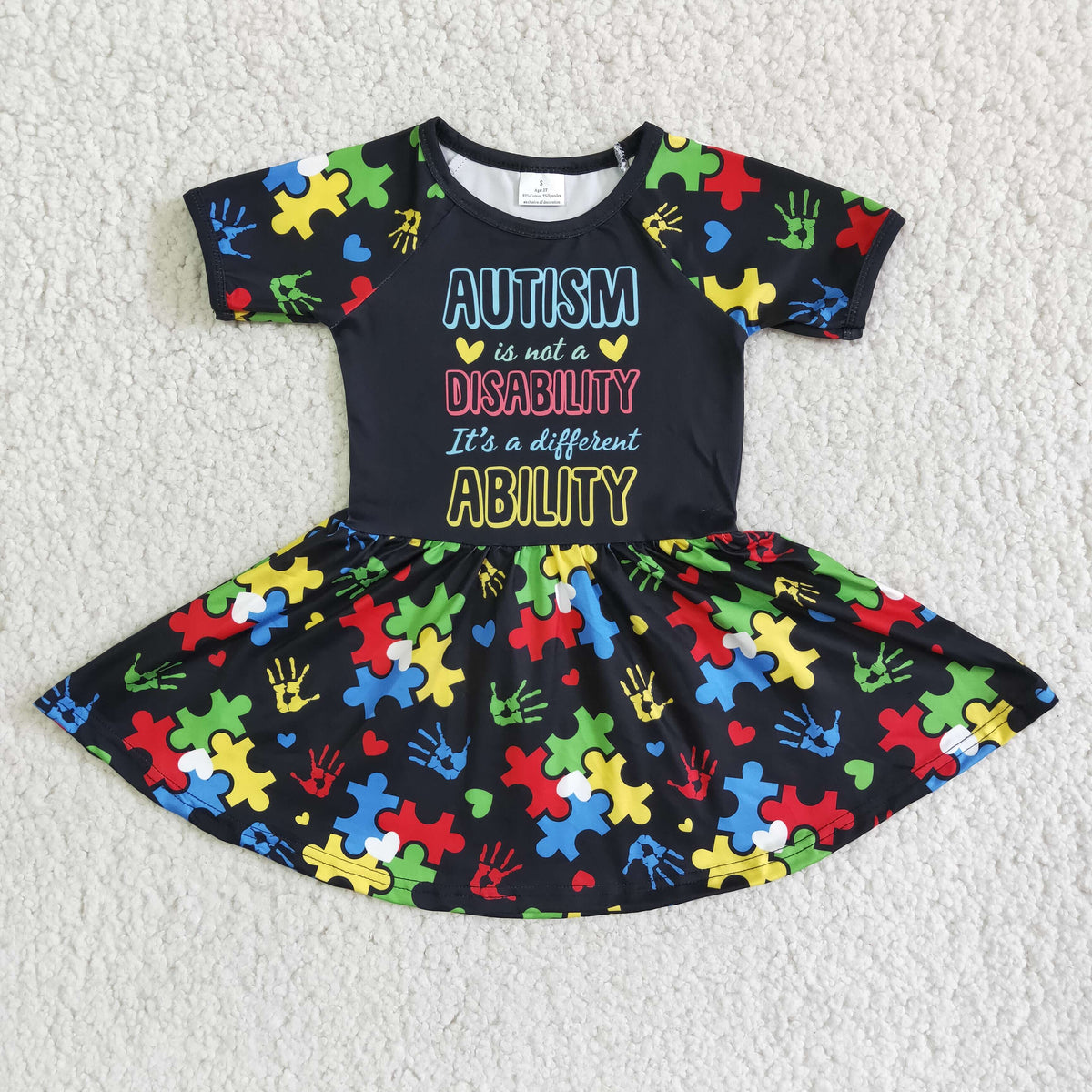 SALE D3-11 AUTISM dinosaur Black Girl's dress – Amy yu garments wholesale