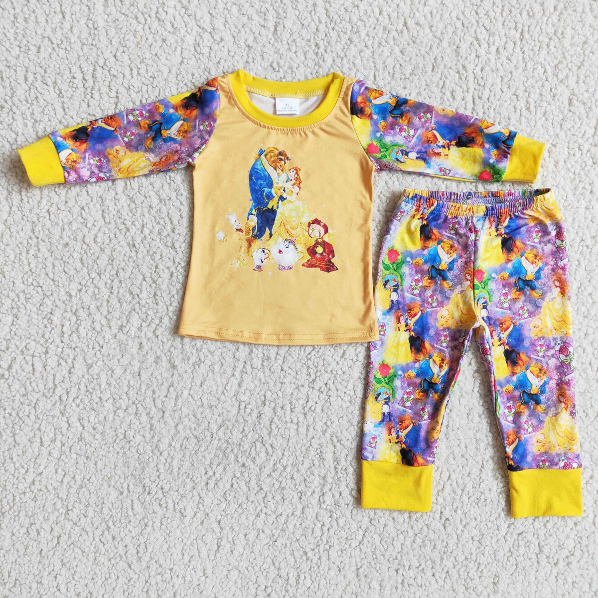 SALE 6 B8-4 Princess Beauty and the beast Yellow Princess Boy Girl Paj ...