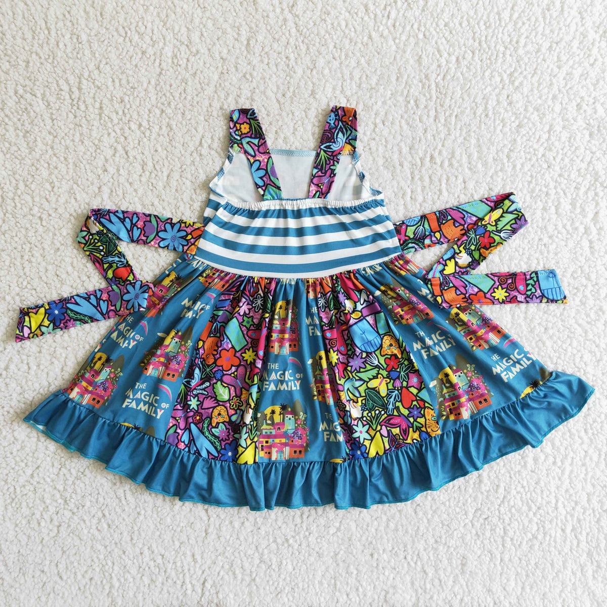 SALE GSD0017 Boutique Cartoon Blue Stripe Flower girl Twirl Girl's Dre ...