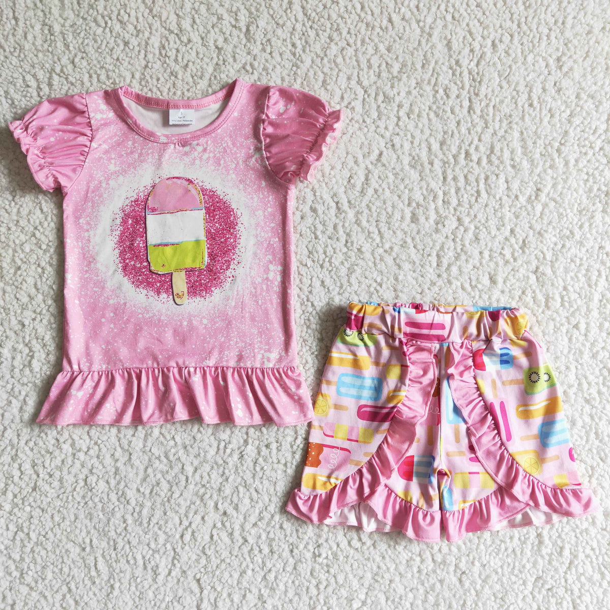 SALE C10-26 Summer Pink Popsicle Girl's Shorts Set – Amy yu garments ...
