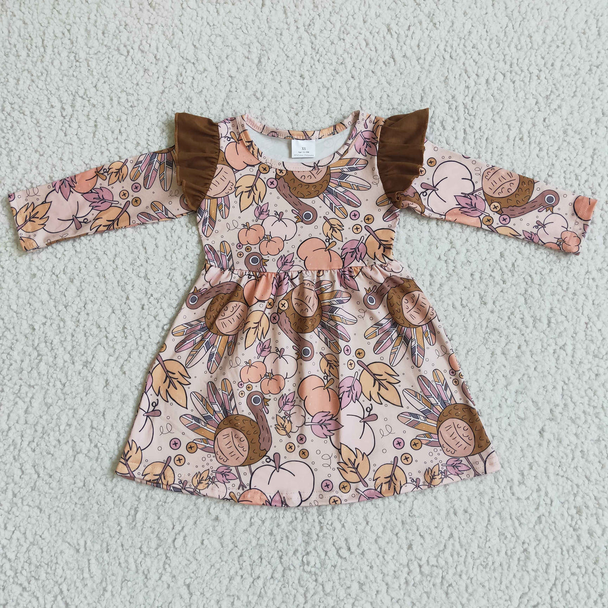 SALE 6 A6-11 Thanksgiving Day Turkey Brown Fall Ruffle Dress – Amy yu ...