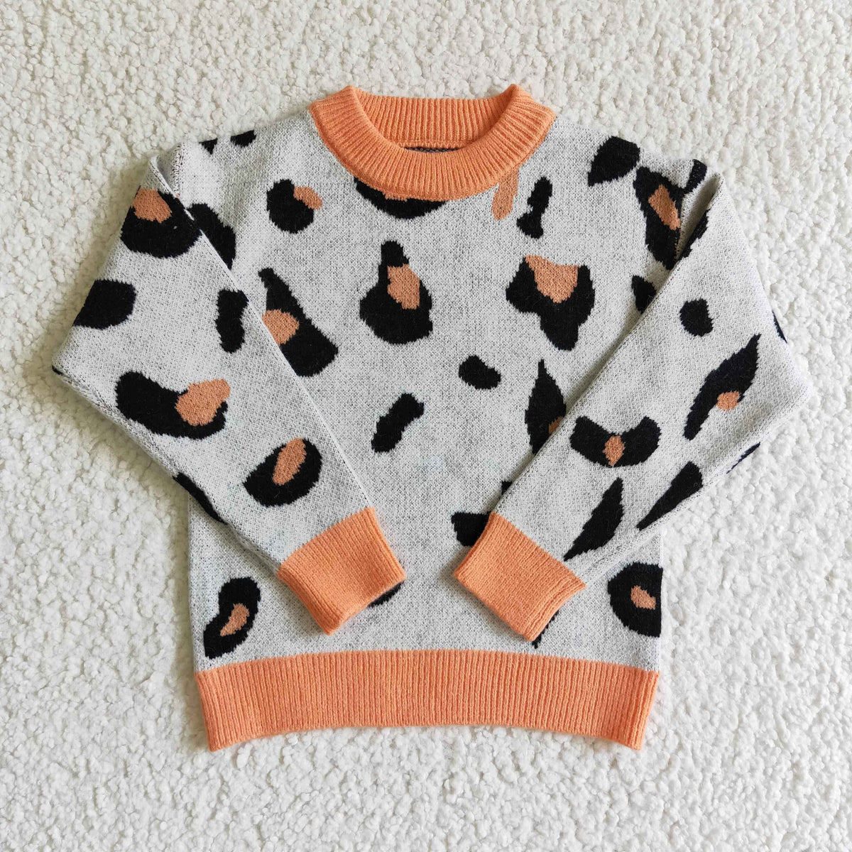 Fall Winter Fashion Hot Orange Leopard Knit Sweater – Amy yu garments ...