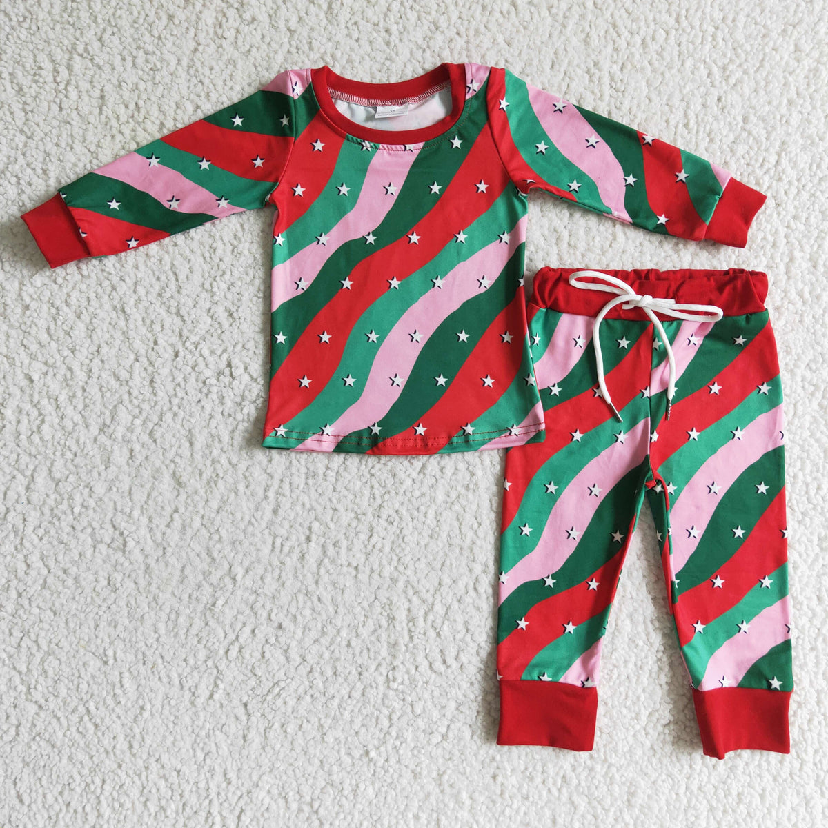 SALE GLP0186 Christmas Red Stripe Star Girl's Set Pajamas – Amy yu ...