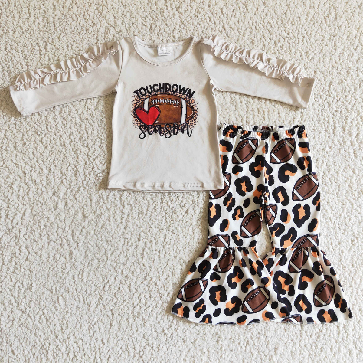 TOUCHDOWN SEASON Football Leopard Ruffles Leopard Girl's Set – Amy yu ...