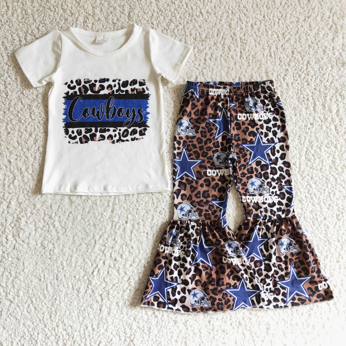 Cowboys Leopard White Football Team Girl's Set – Amy yu garments wholesale