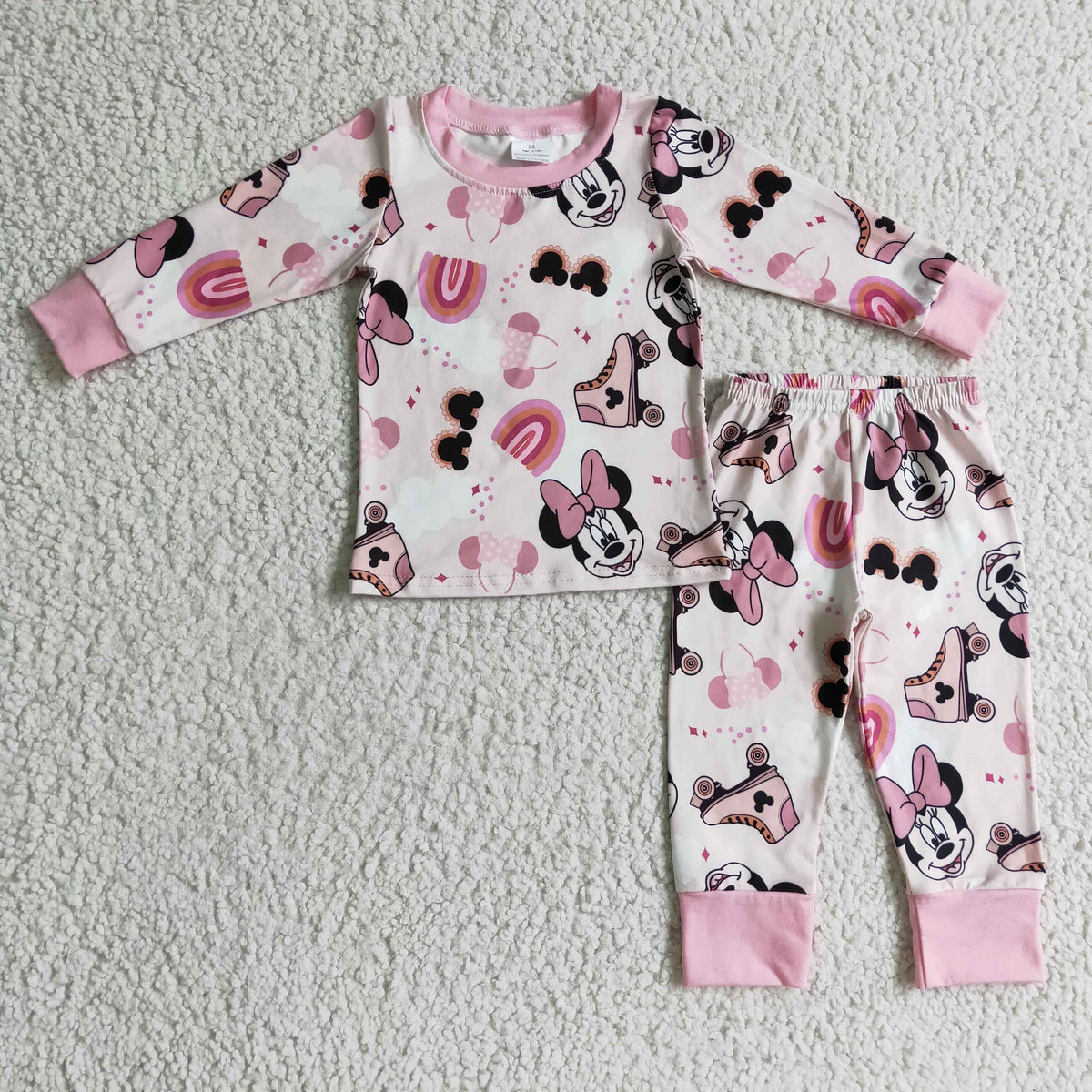 New Rainbow Cartoon Shoes Pink Girl's Set Pajamas – Amy yu garments ...