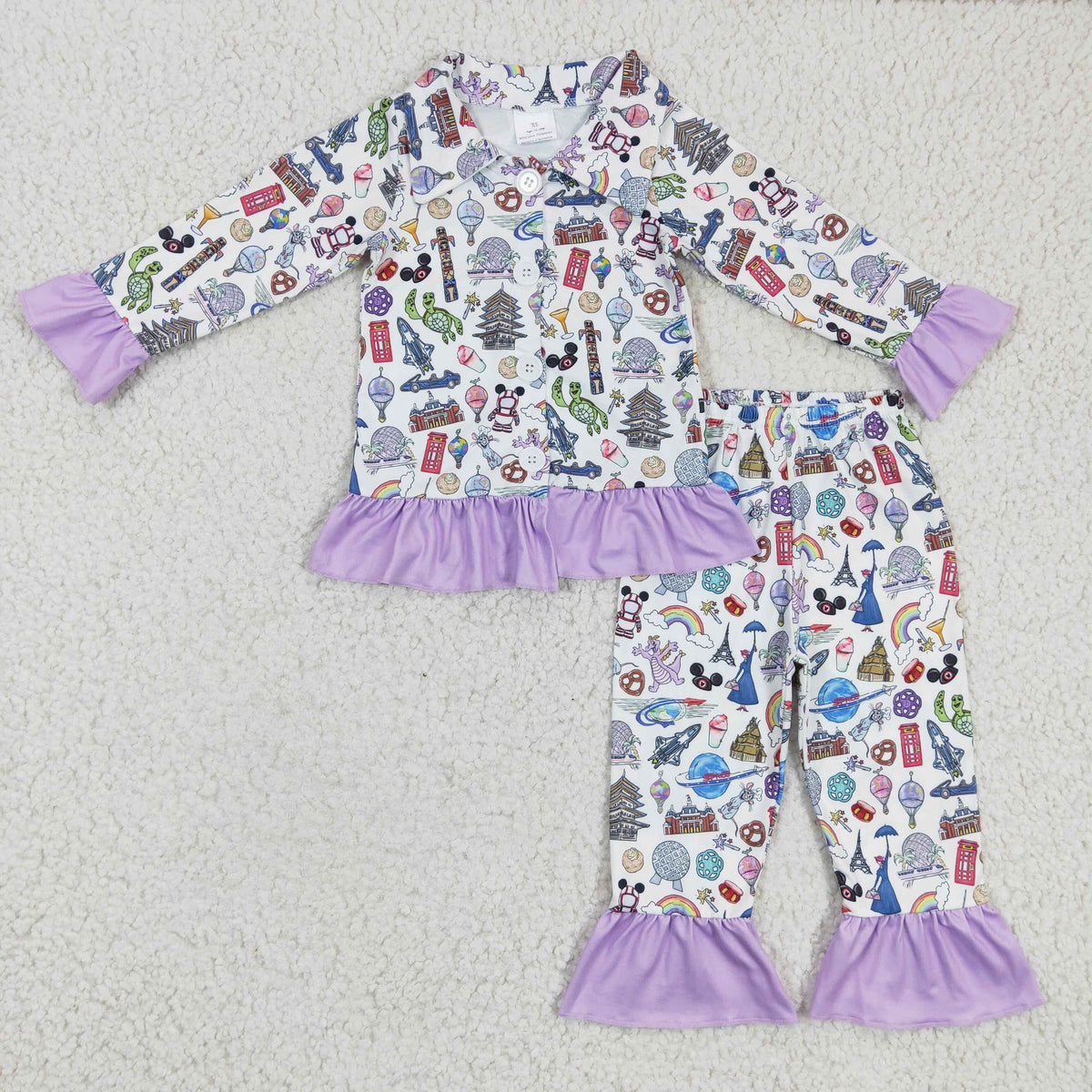 Cartoon Castle Purple Girl's Set Pajamas – Amy yu garments wholesale