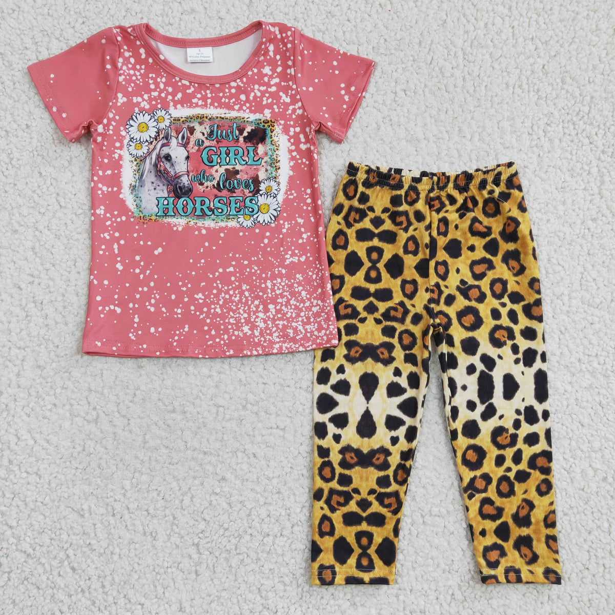 New Just a girl who loves horses Pink Leopard Girl's Set – Amy yu ...