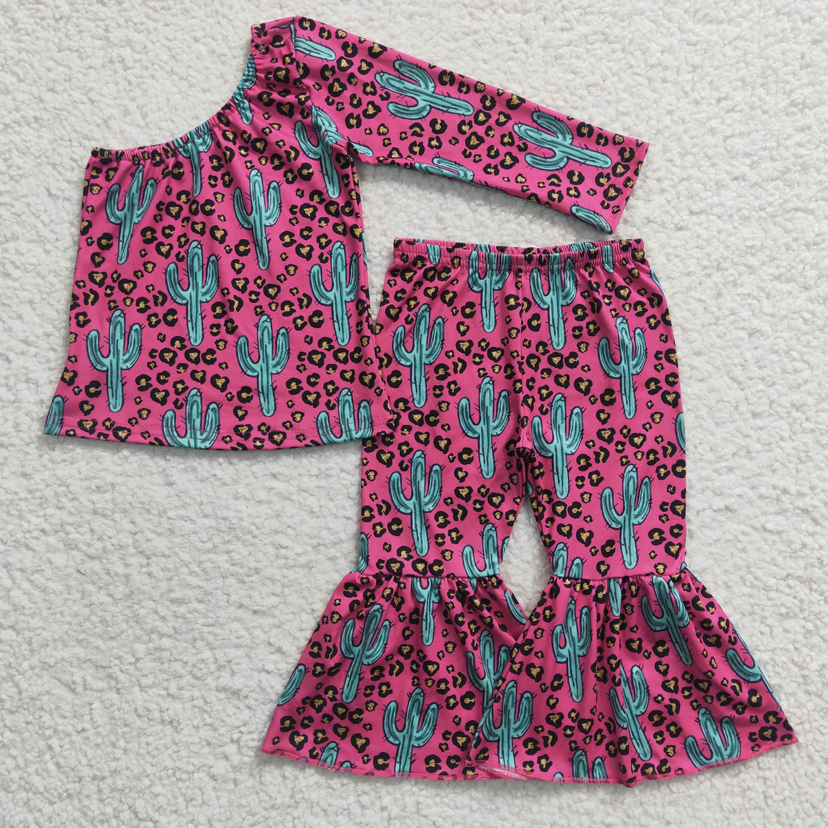 SALE GLP0413 Fashion Cactus Leopard Pink Girl's Set – Amy yu garments ...