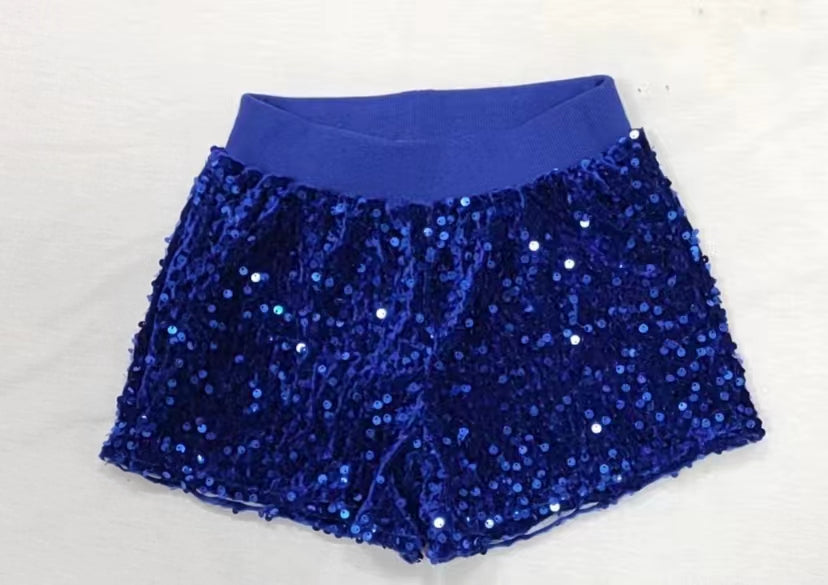 SS0038 Boutique Shiny Blue Sequin Shorts – Amy yu garments wholesale